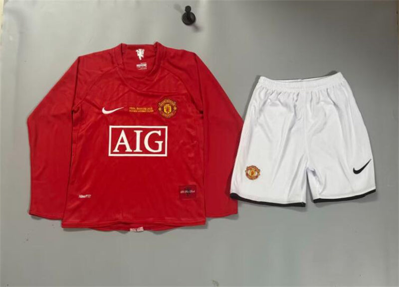 Manchester United Kids 2007-08 Home UCL Final Long Sleeve Jersey ...